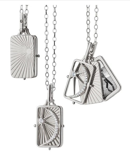 Sun, Moon, and Stars Sterling Silver Gate Locket with White Sapphires ...